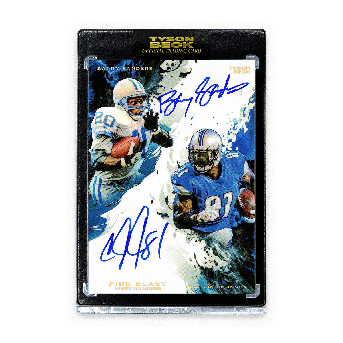 FIRE BLAST - BARRY SANDERS X CALVIN JOHNSON - DUAL AUTOGRAPH - LIMITED ...