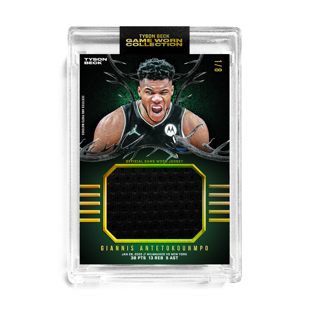 GIANNIS ANTETOKOUNMPO X TYSON BECK - GAME WORN PATCH CARD *RANDOMIZED ...