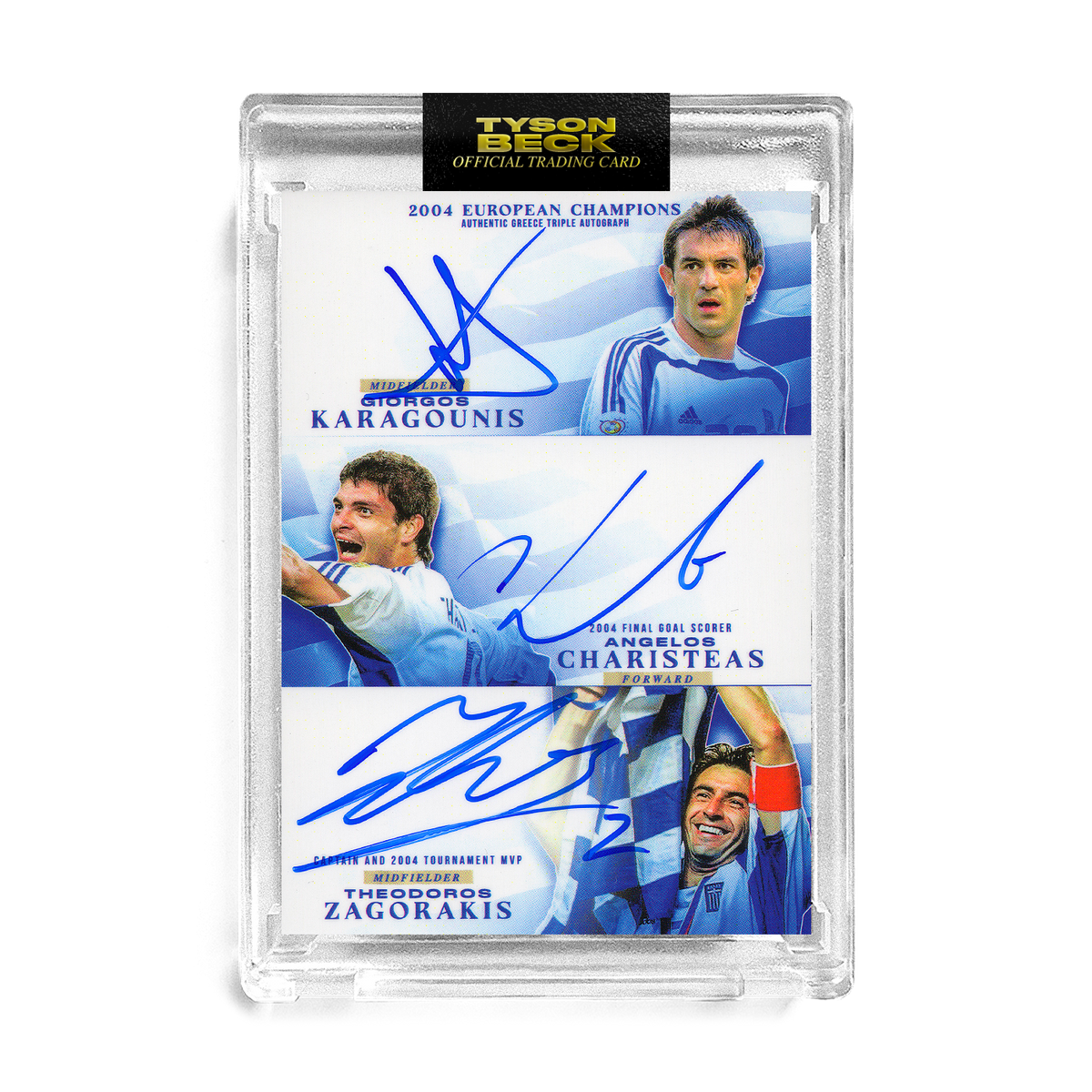 2004 EUROPEAN CHAMPIONS - GREECE TRIPLE AUTOGRAPH CARD 🇬🇷 🏆 ZAGORAKIS ...